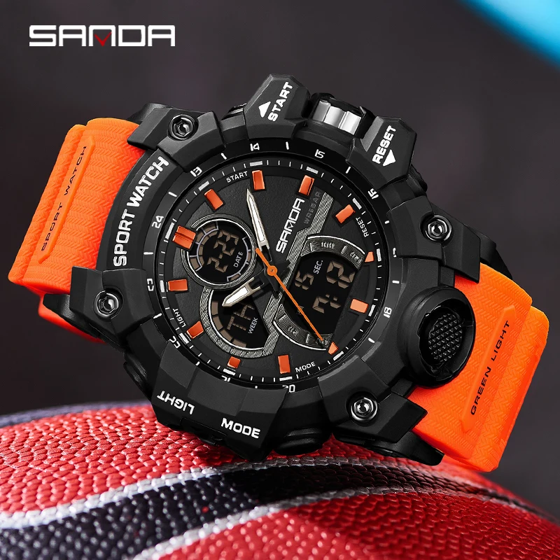SANDA-Men-Military-Watch-Digital-50m-Waterproof-Wristwatch-LED-Quartz ...