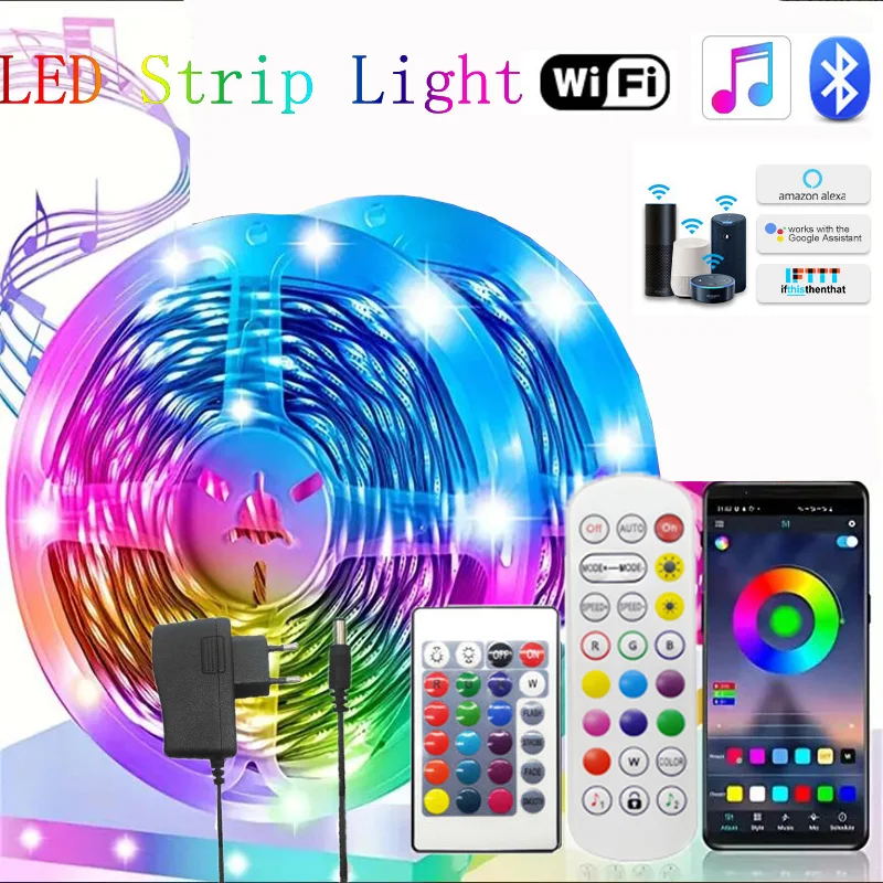 WIFI-LED-Strip-Lights-RGB-5050-2835-12V-Bluetooth-APP-control-5M-20M ...