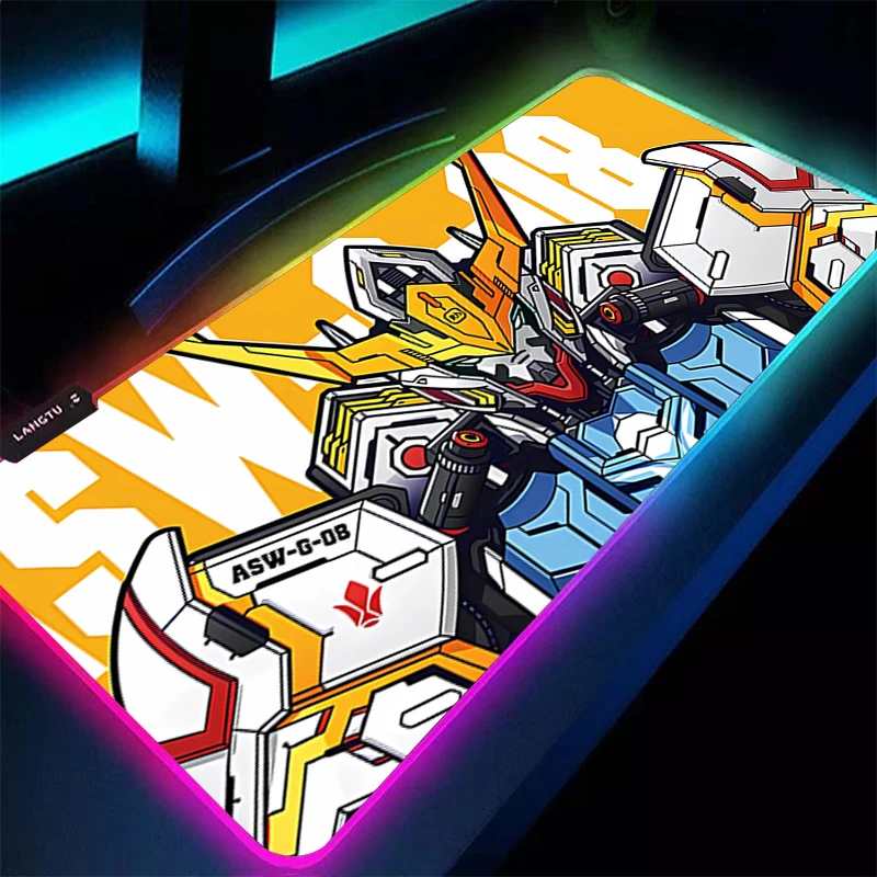 LED RGB Mouse Pad Rubber Mousepad Computer Mechanical Warrior Gundam ...