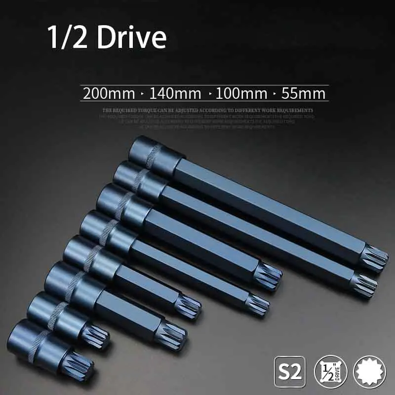 1PC-Black-1-2-S2-Alloy-Torx-Screwdriver-Bit-12-Point-Spline-Socket-Bits ...