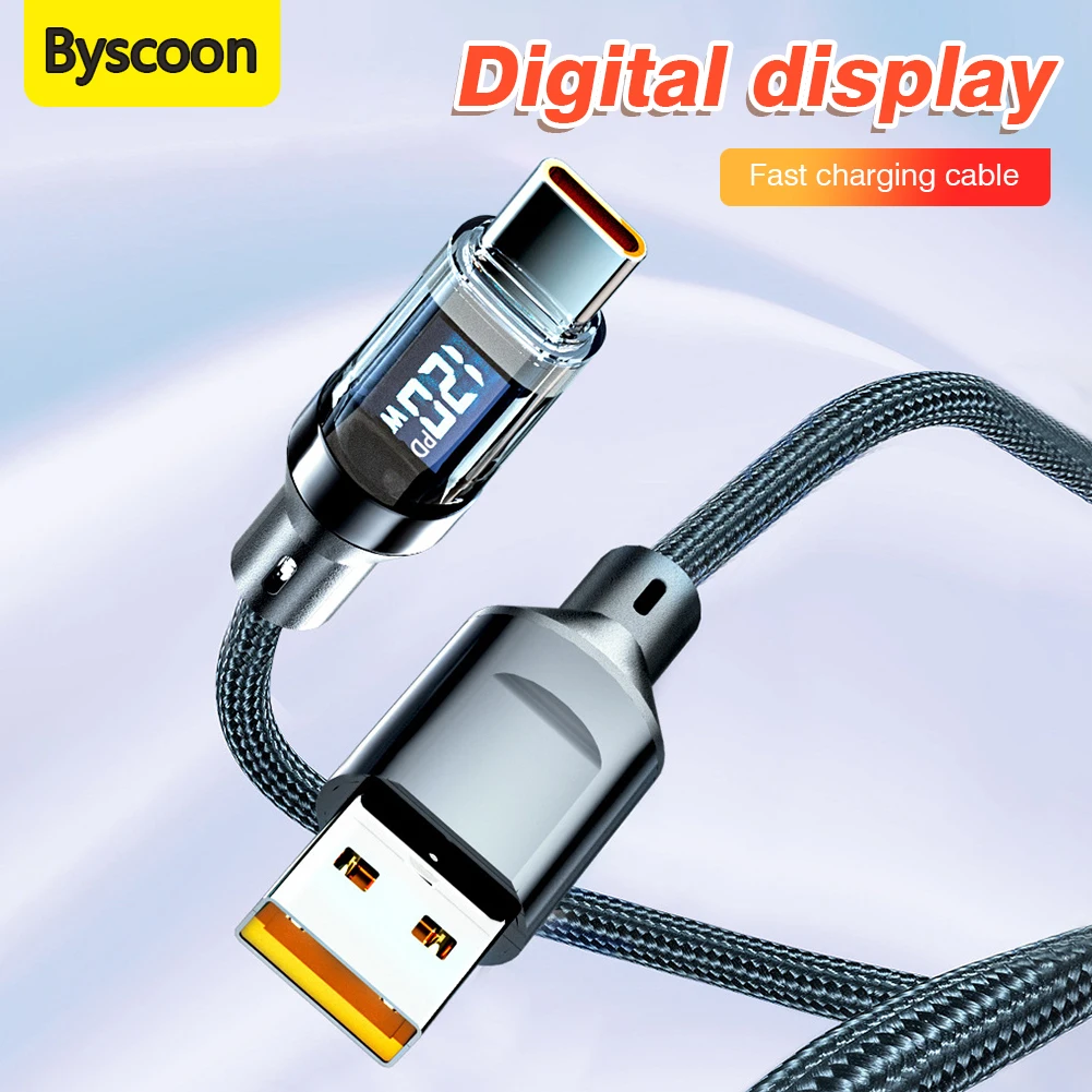120W Dual USB C LED Digital Display Cable PD Fast Charging Type C to ...