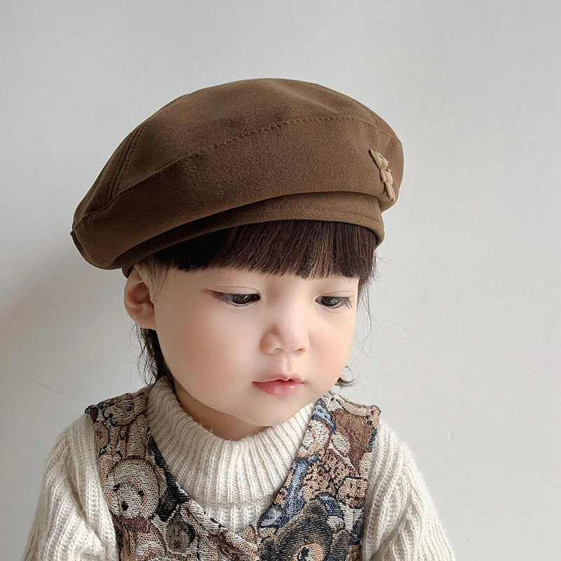 New-Children-Berets-Hat-Solid-Color-Soft-Cotton-Cute-Bear-Boy-Girl ...