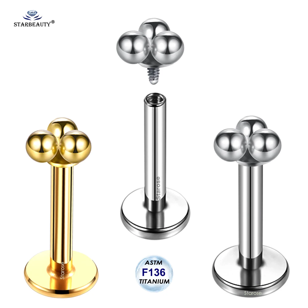 Trendy-ASTM-F136-Titanium-Three-Ball-Nose-Piercing-Labret-Studs-Lip ...