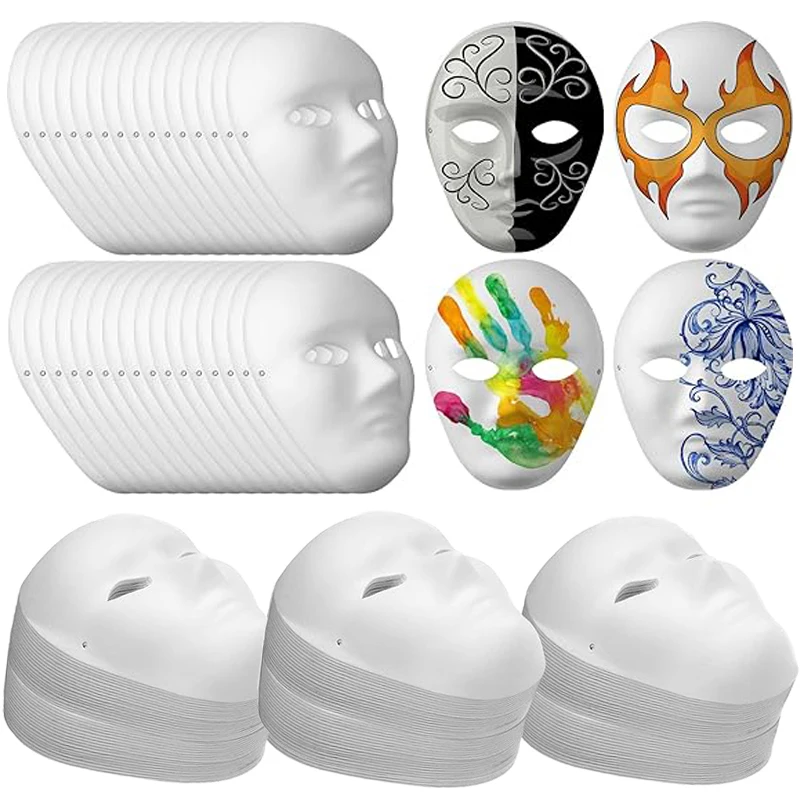 DIY-Blank-Paper-Creative-Painting-Mask-Full-Face-White-Masks-Halloween ...