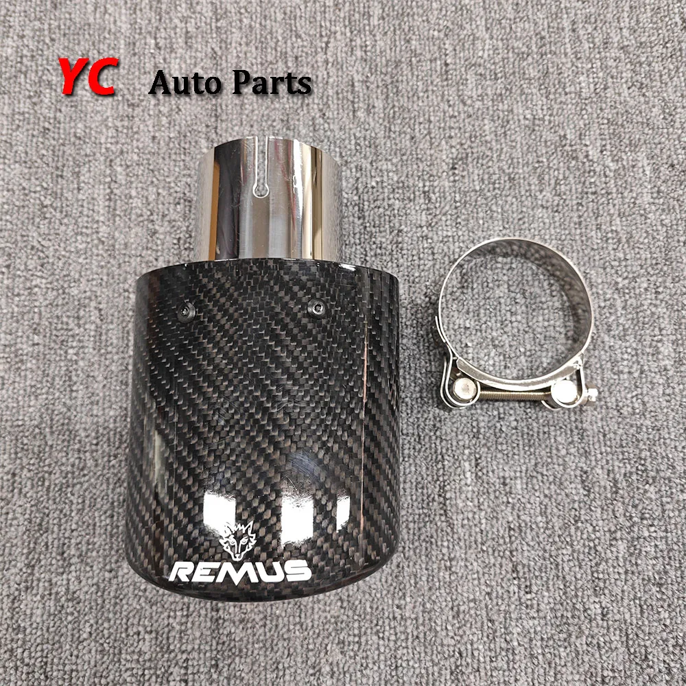 1-Piece-Oval-Slanted-Exhaust-Tip-Glossy-Carbon-Fiber-With-Remus-Logo ...