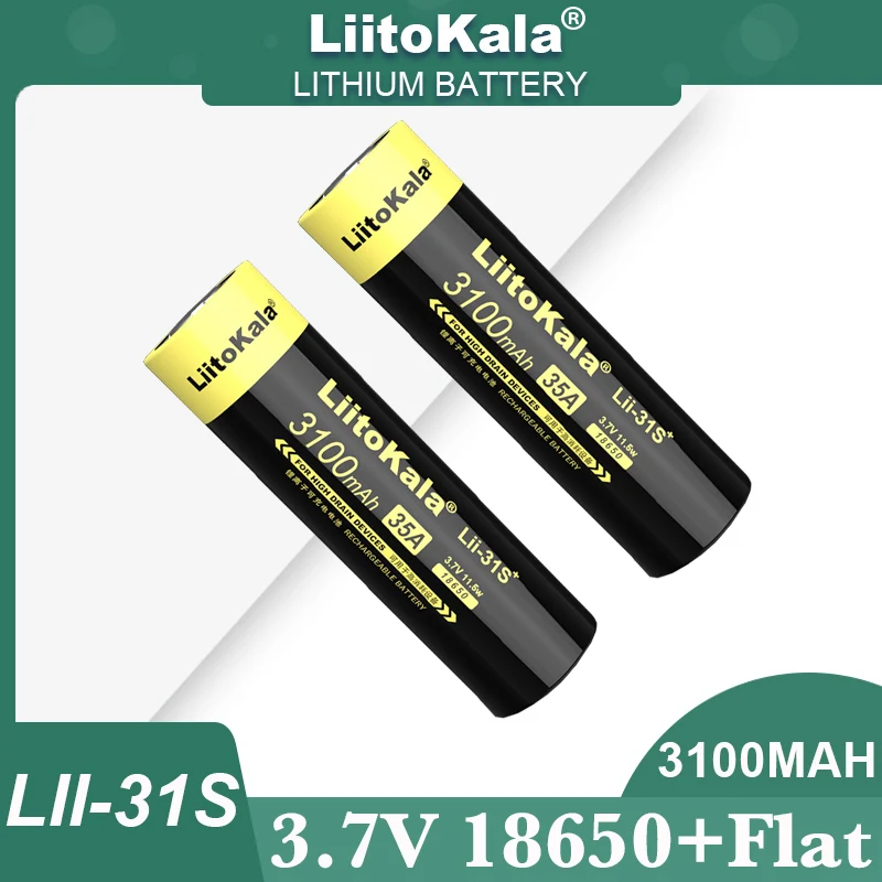 100% Original LiitoKala Lii-31S 18650 battery 35A 3.7V 3100mAh ...
