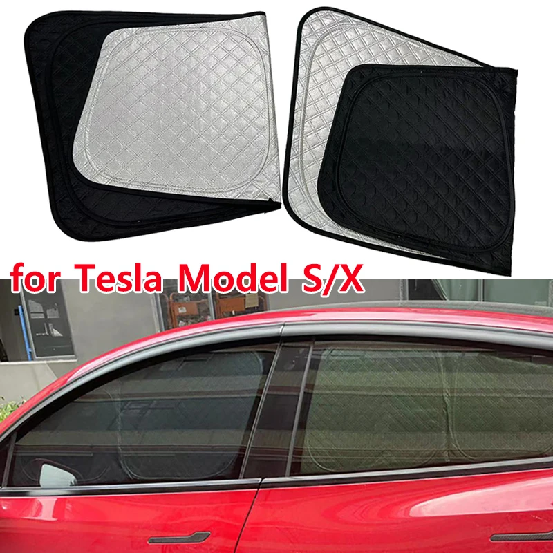 For New Tesla Model X S 2024 2025 Side Window Sunshade Silver Thick Sun ...