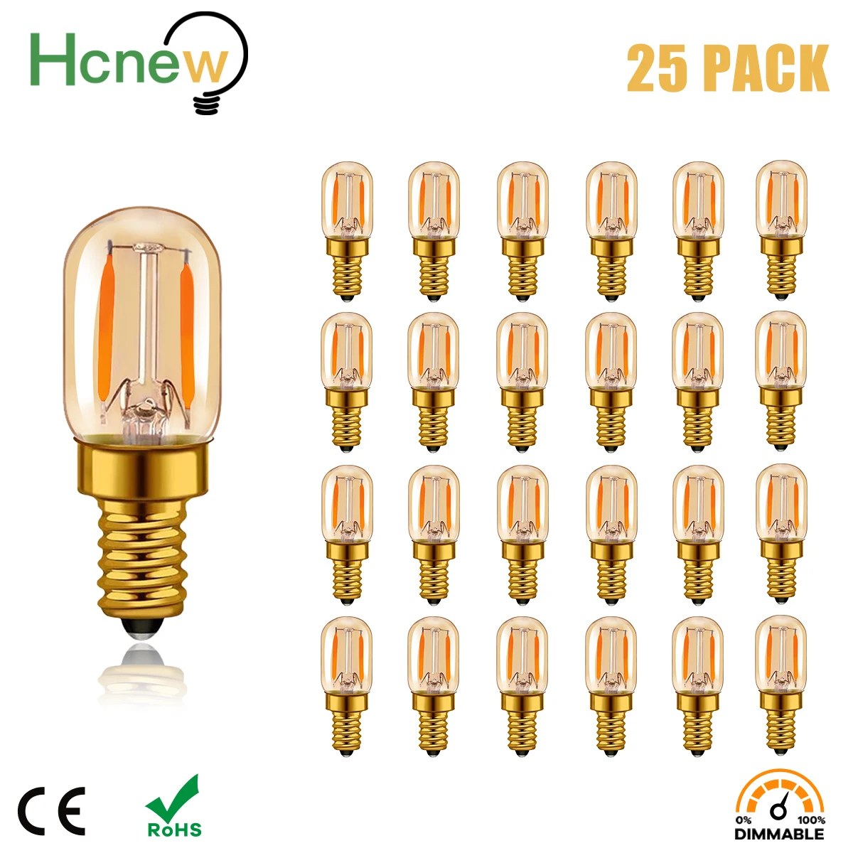Hcnew E12 E14 – Ampoule Led À Filament Vintage T22, Lampe À Intensité Variable 1w 2200k, Blanc ...