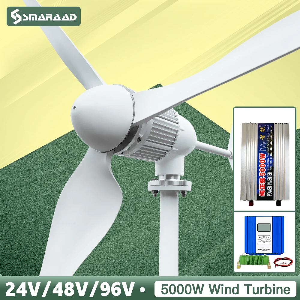 SMARAAD-Horizontal-Wind-Turbine-Generator-Windmill-5000W-48V-3-Blades ...