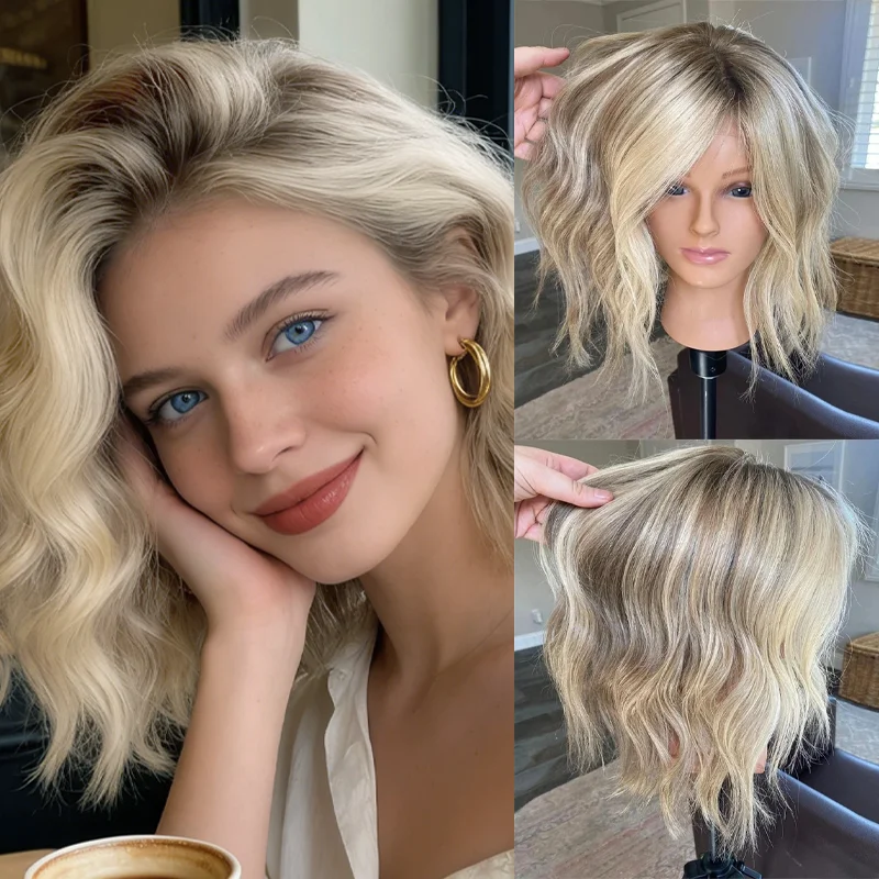 High Heat Fibre Realistic Lace Front Wig Ash Blonde Highlights HD Lace ...