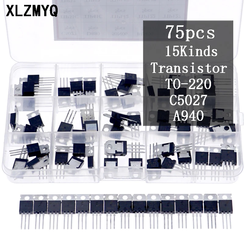 75pcs 15Kinds Transistor TO 220 Kit C5027 D880 50N06 BU406 C2073 TIP31 ...