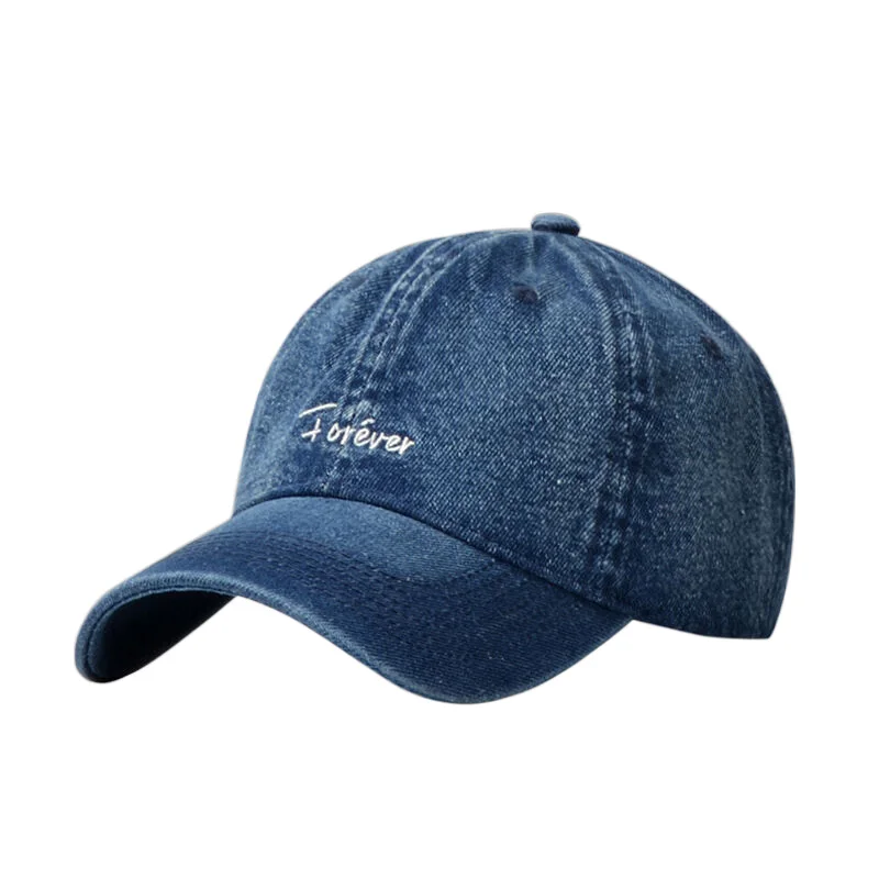 Unstructured Blue Denim Baseball Caps for Women Men Embroidery Texts 6 ...