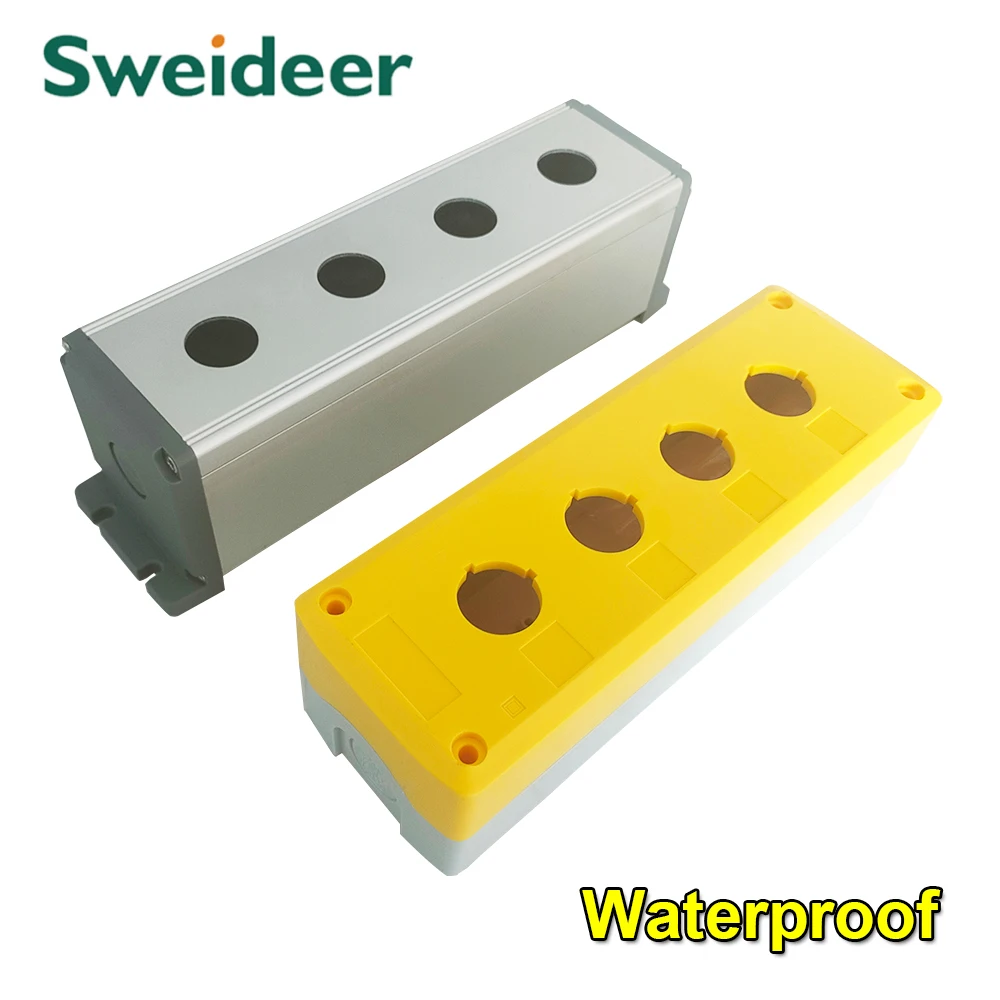 Metal-Plastic-Push-Buttons-Box-4-Hole-Waterproof-Aluminium-Plastic ...