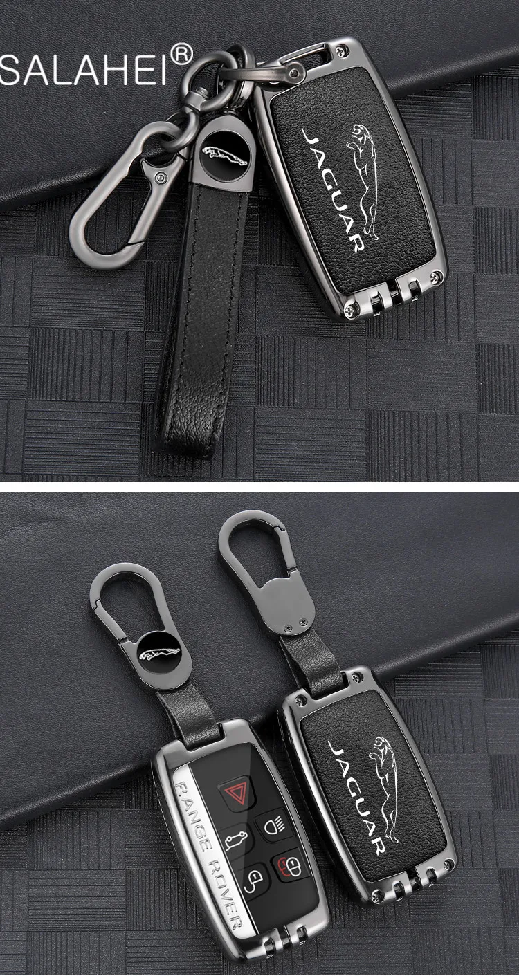 Zinc Alloy Leather Car Key Case Cover Holder Bag For Jaguar Xf Xj Xe Xk ...