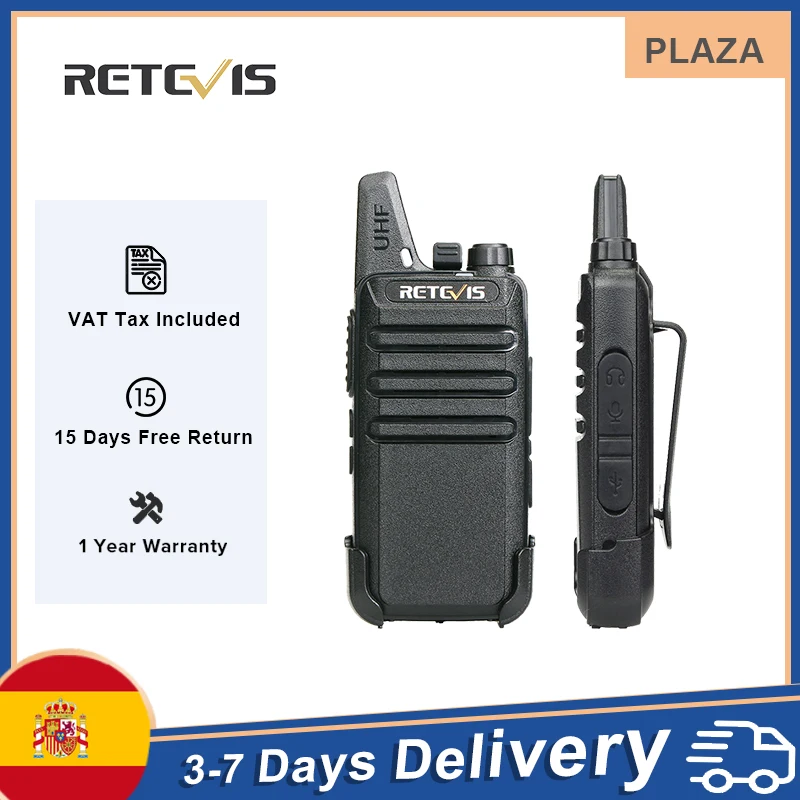 Retevis RT622 Walkie Talkie Profesional 2 Piezas PMR446 PMR Largo ...