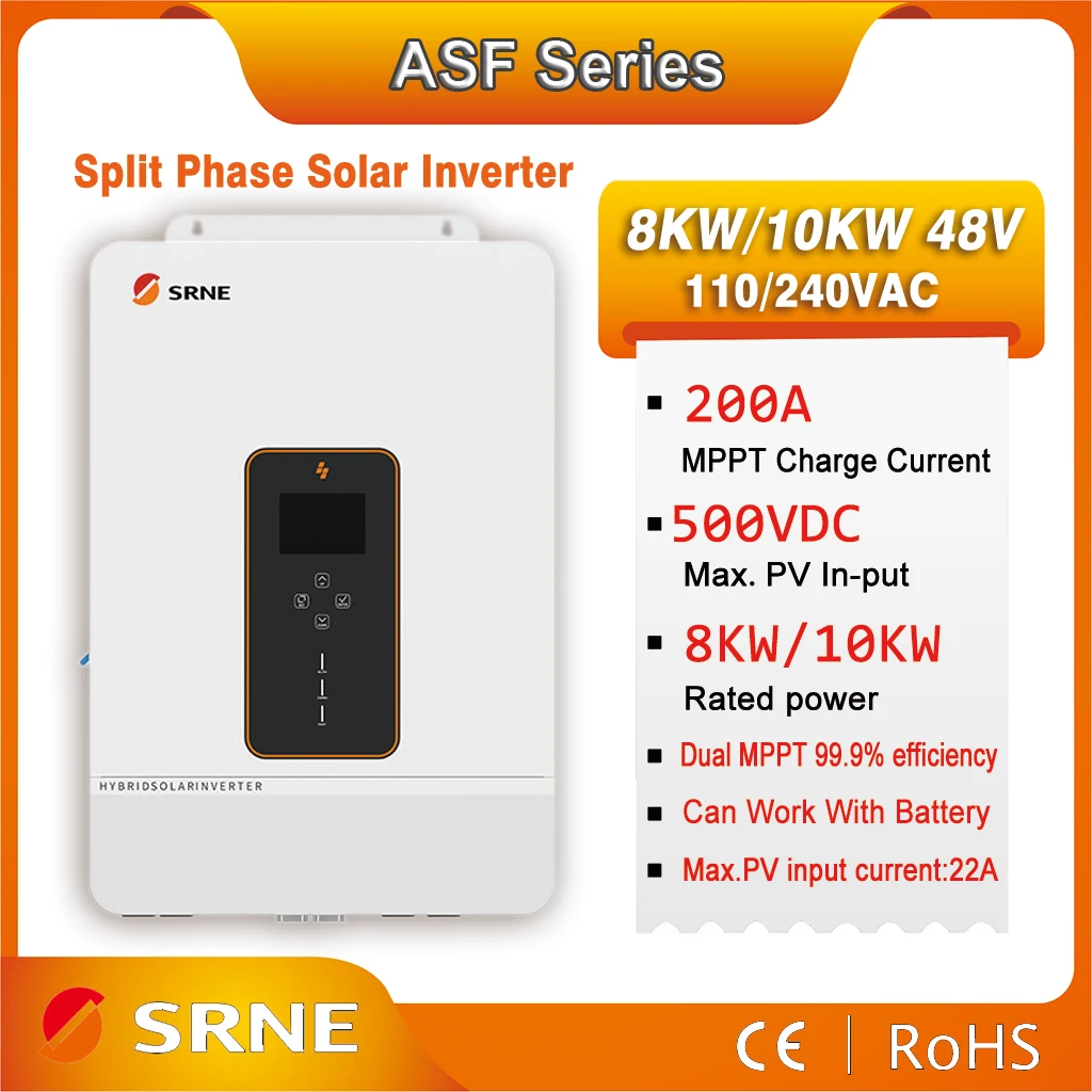 SRNE-8-10KW-48V-To-110-240VAC-Max-PV-500V-Hybrid-Solar-Inverter-Suppor ...