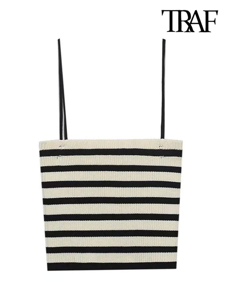 Traf-regata-de-malha-listrada-das-mulheres-sem-mangas-tiras-finas ...