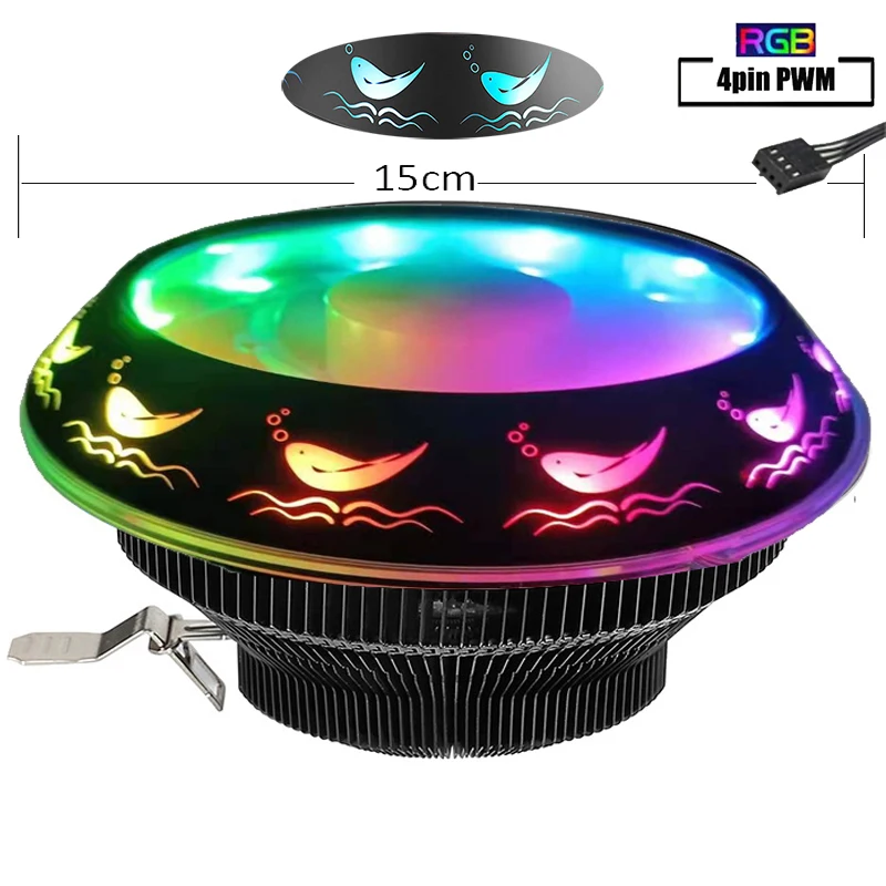 cpu-air-cooler-universal-10cm-big-fan-4pin-PWM-RGB-LED-lga1700-support ...