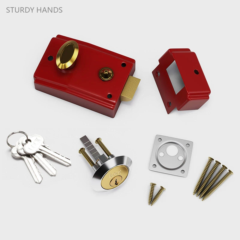 1 set of iron copper core room door locks universal external decoration ...