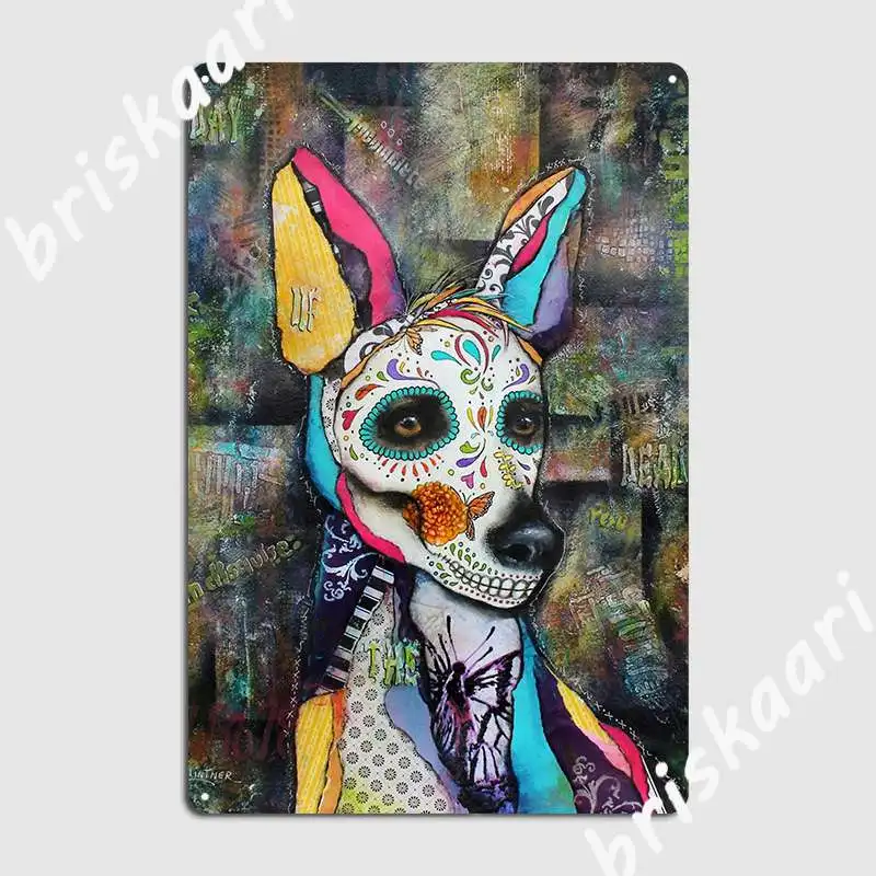 Xolo-Mexican-Hairless-Dog-Day-Of-The-Dead-Metal-Sign-Wall-Mural-Garage ...