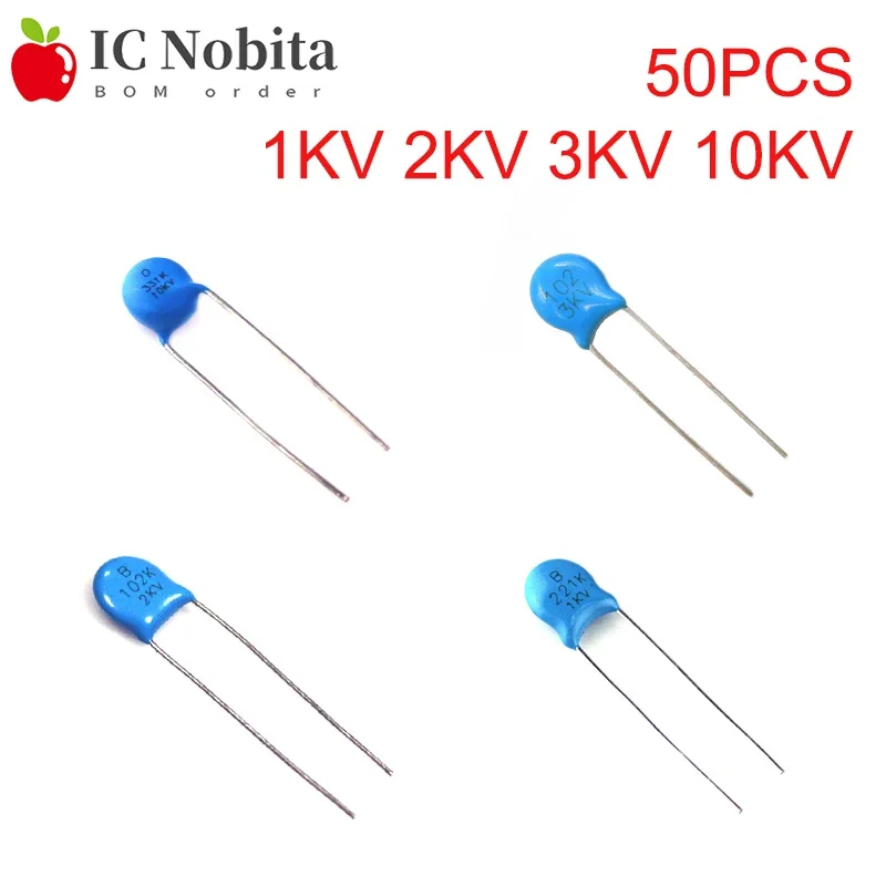 50PCS-1KV-2KV-3KV-10KV-Ceramic-Capacitor-1000V-2000V-3000V-1NF-10NF ...