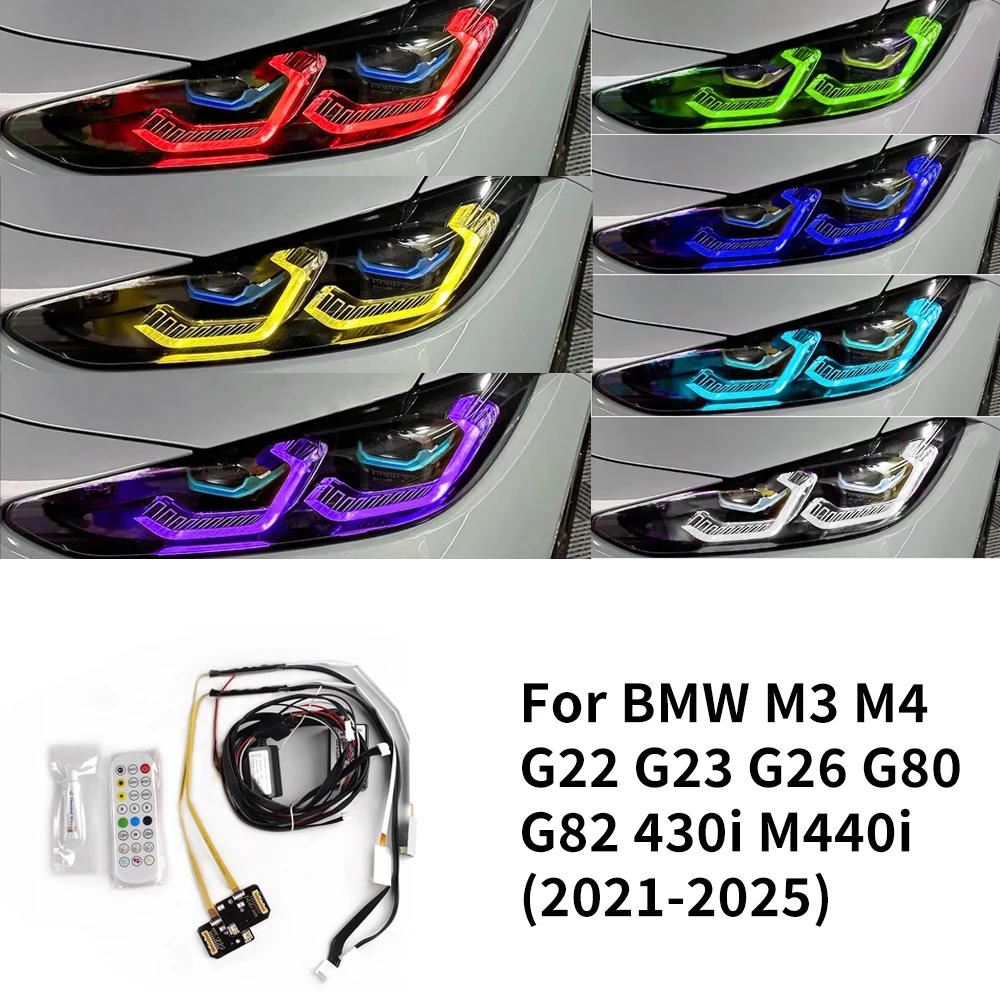 For 2021-2025 BMW M3 M4 G22 G23 G26 G80 G82 430i M440i RGB Yellow Blue ...