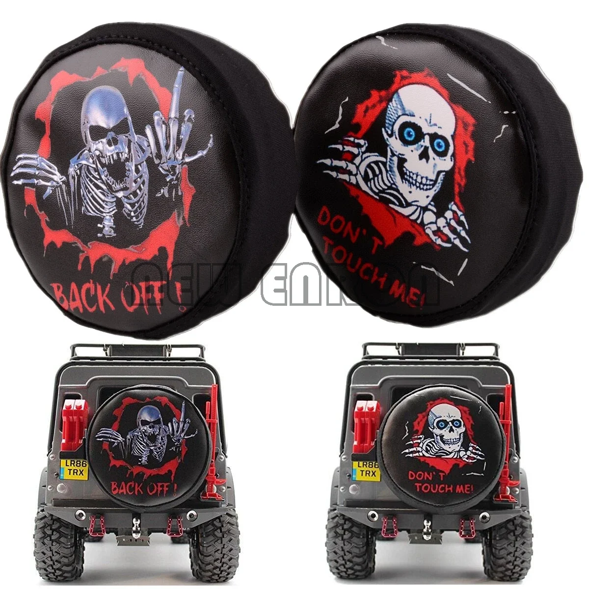 1/10 1.9" inch Leather & Polyester Tire Cover "BACK OFF" "DON'T TOUCH ...