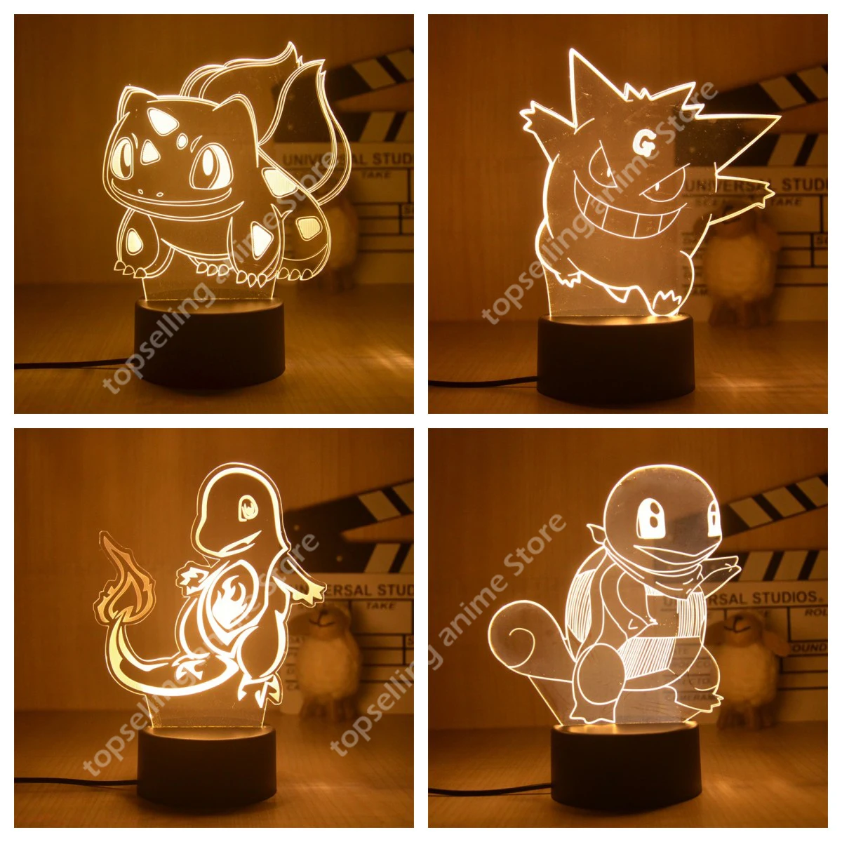 Lámpara 3D de Pokémon Pikachu, figuras de Anime Charizard, luz nocturna ...