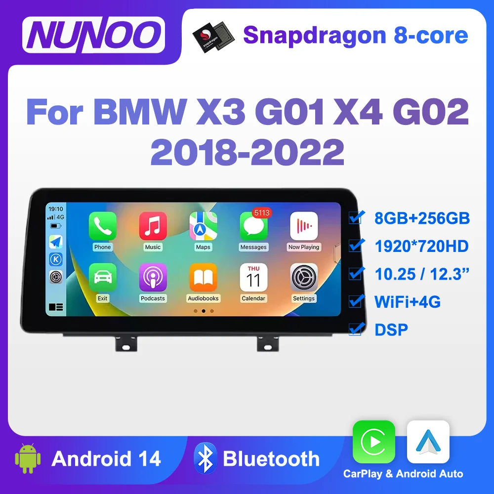 256GB Wireless Carplay For BMW X3 G01 X4 G02 2018-2020 GPS Car ...