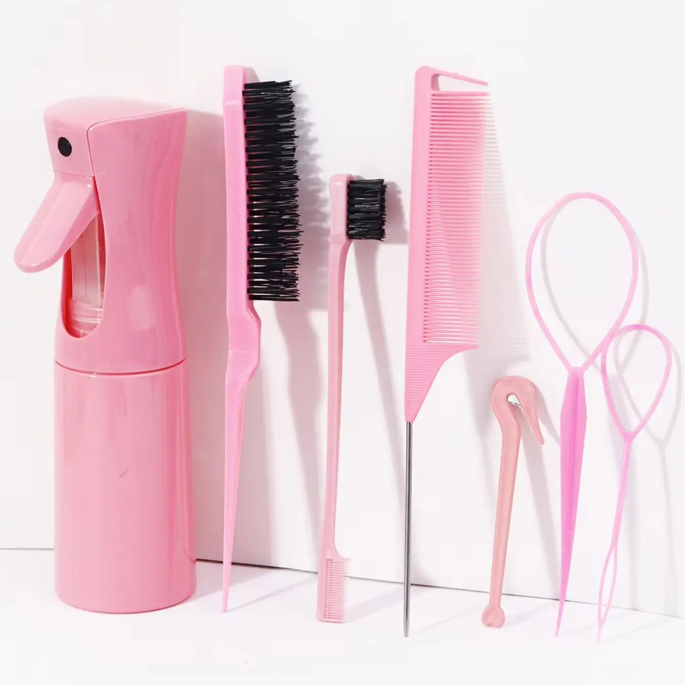 7pcs hair styling set,spray bottle,comb,edge brush,hair brush,hair ring ...
