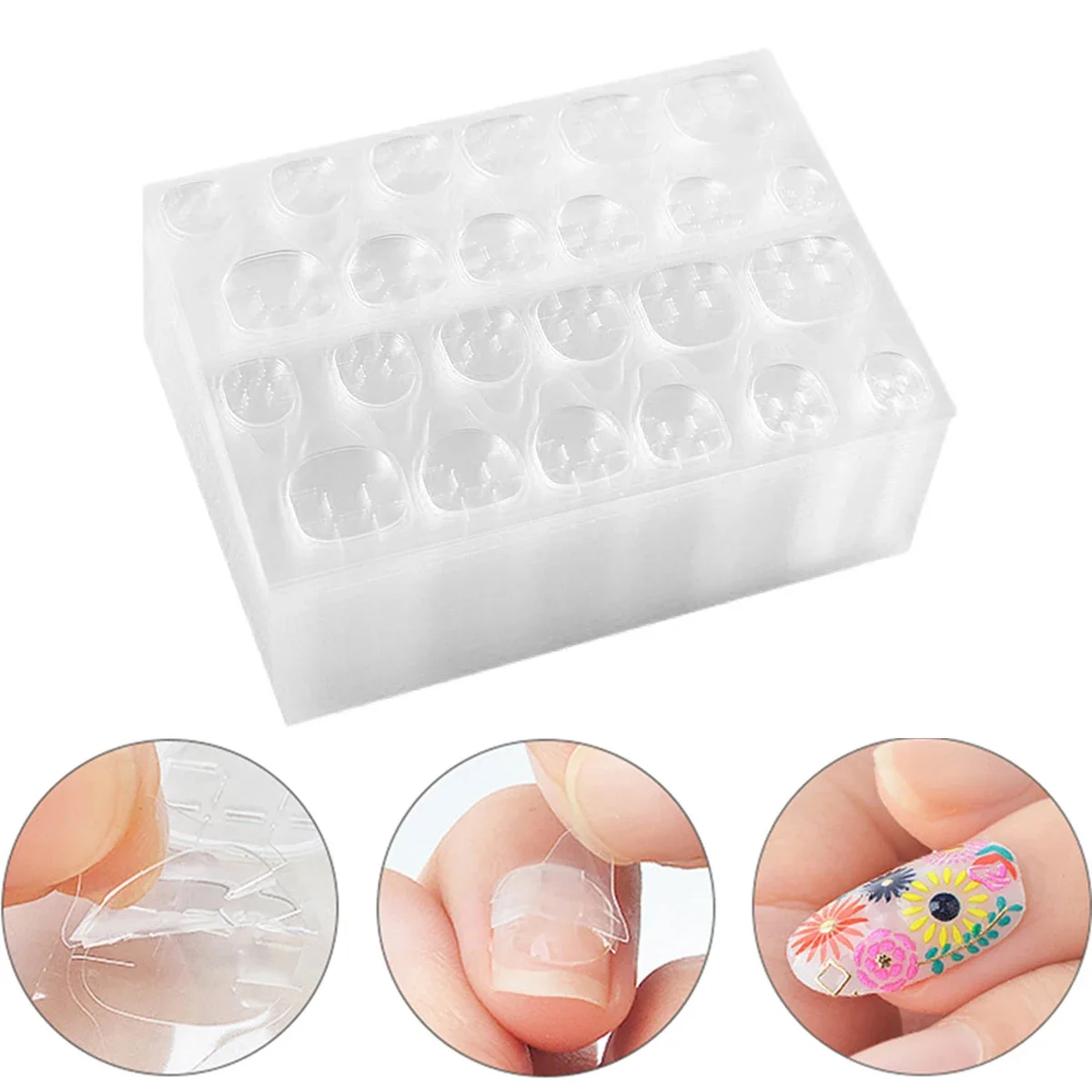 50 Sheets/1200 Pcs Double Sided Glue Nail Sticker Adhesive Tabs ...