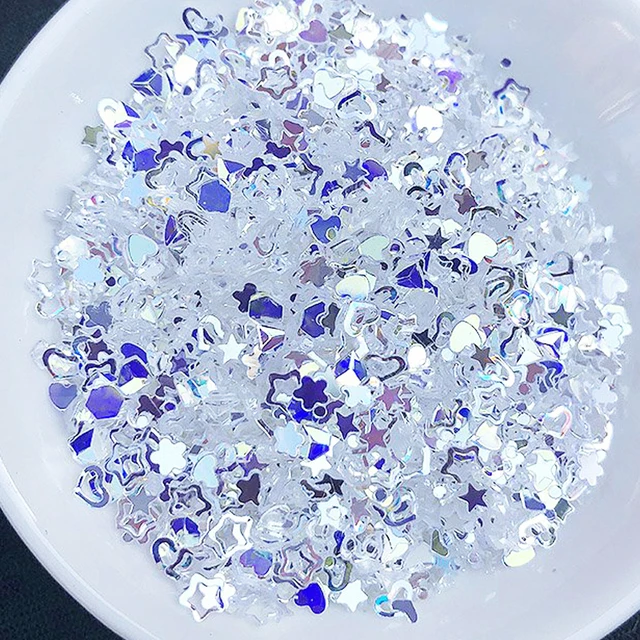 10g Holographic Mixed Glitter Flakes Star Heart Sequins Shell Confetti ...