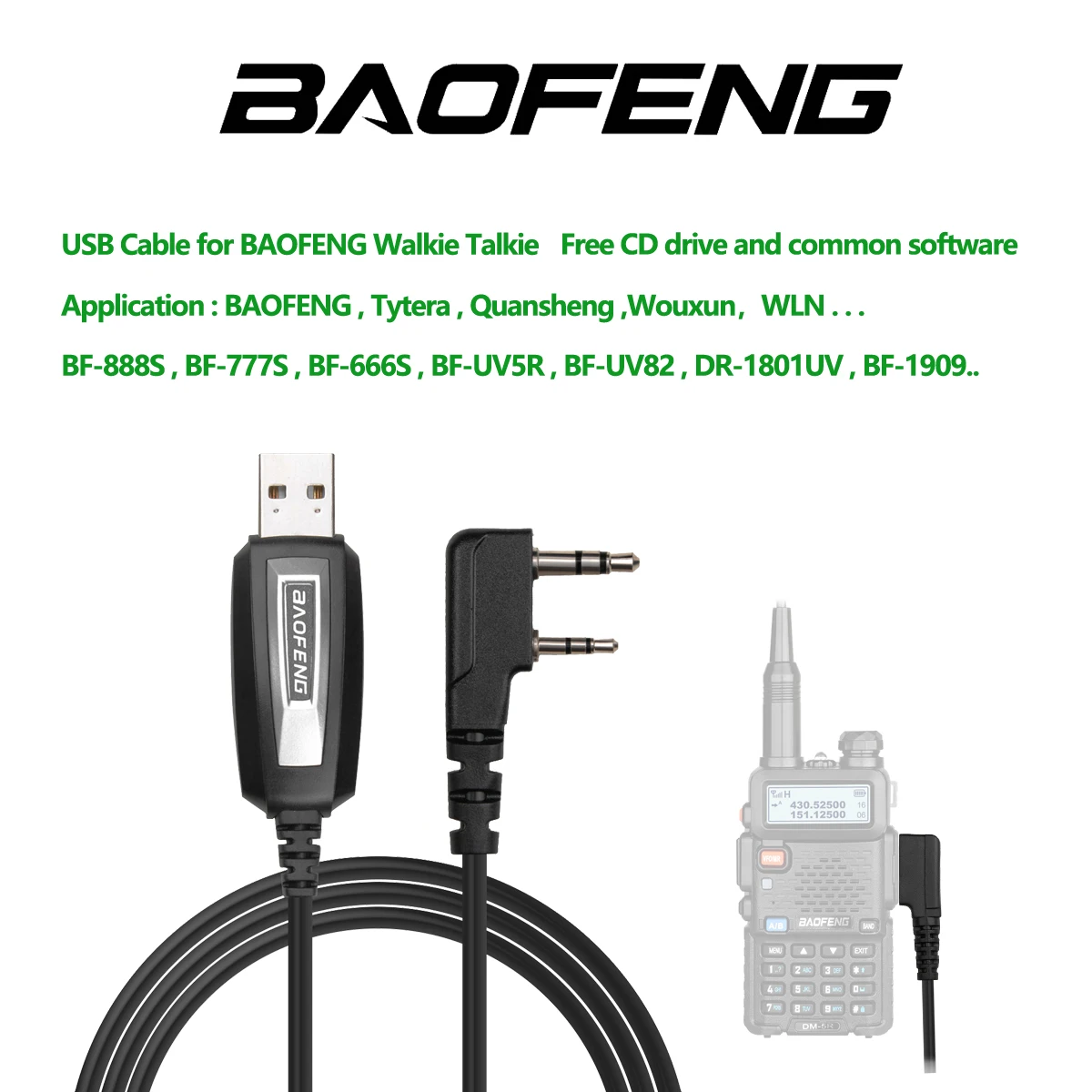 BAOFENG-Cable-de-programaci-n-USB-para-walkie-talkie-Conector-de-2 ...