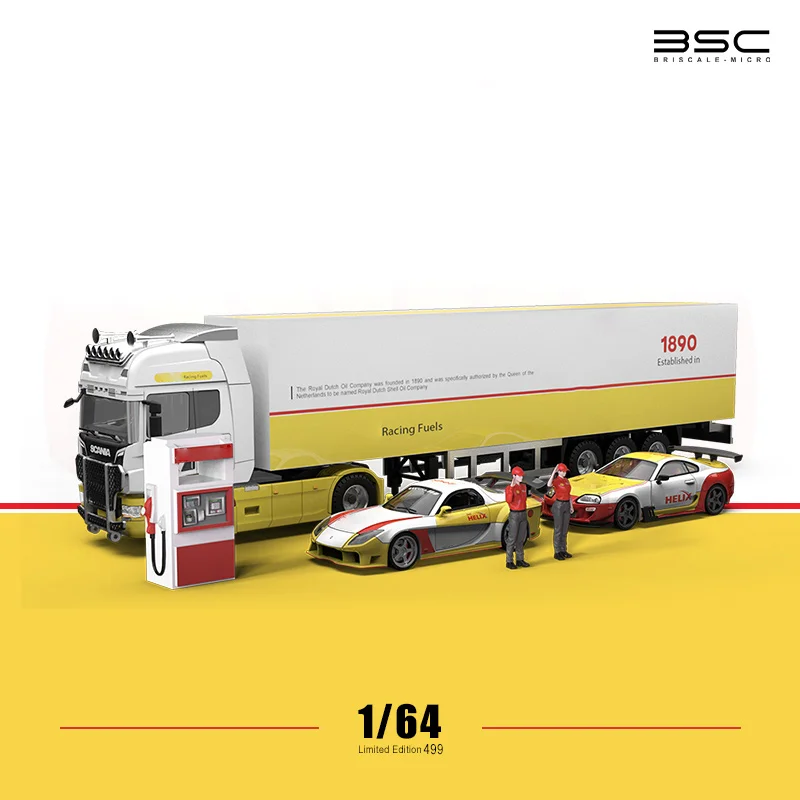 BSC-1-64-RX7-Veilside-Supra-A80-Tractors-with-Containers-Yellow-White-limited499-Diecast-Model ...