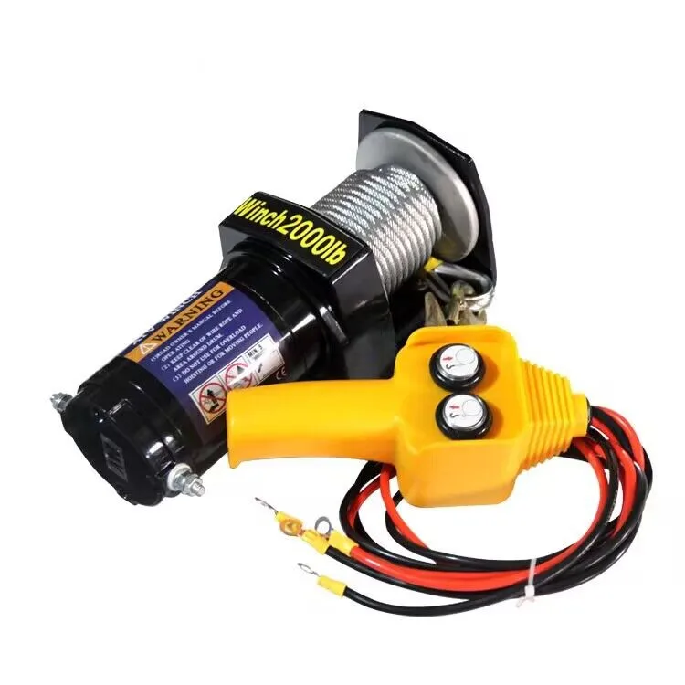 Electric winch 2000 lbs 12v 24v vehicle small crane self rescue ...