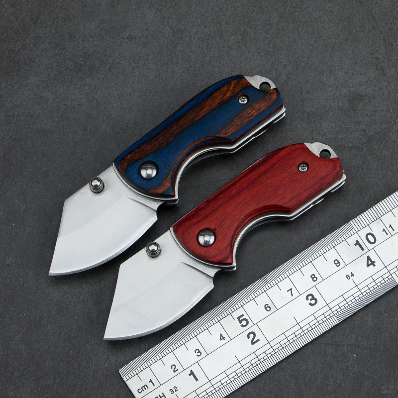 Colored-Wood-MINI-Folding-Knife-High-Hardness-D2-Handle-Express-Pocket ...
