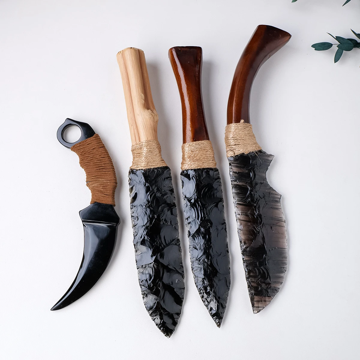 1pc Natural Obsidian Dagger Raw Polished csgo Uncut Claw Knife Model ...