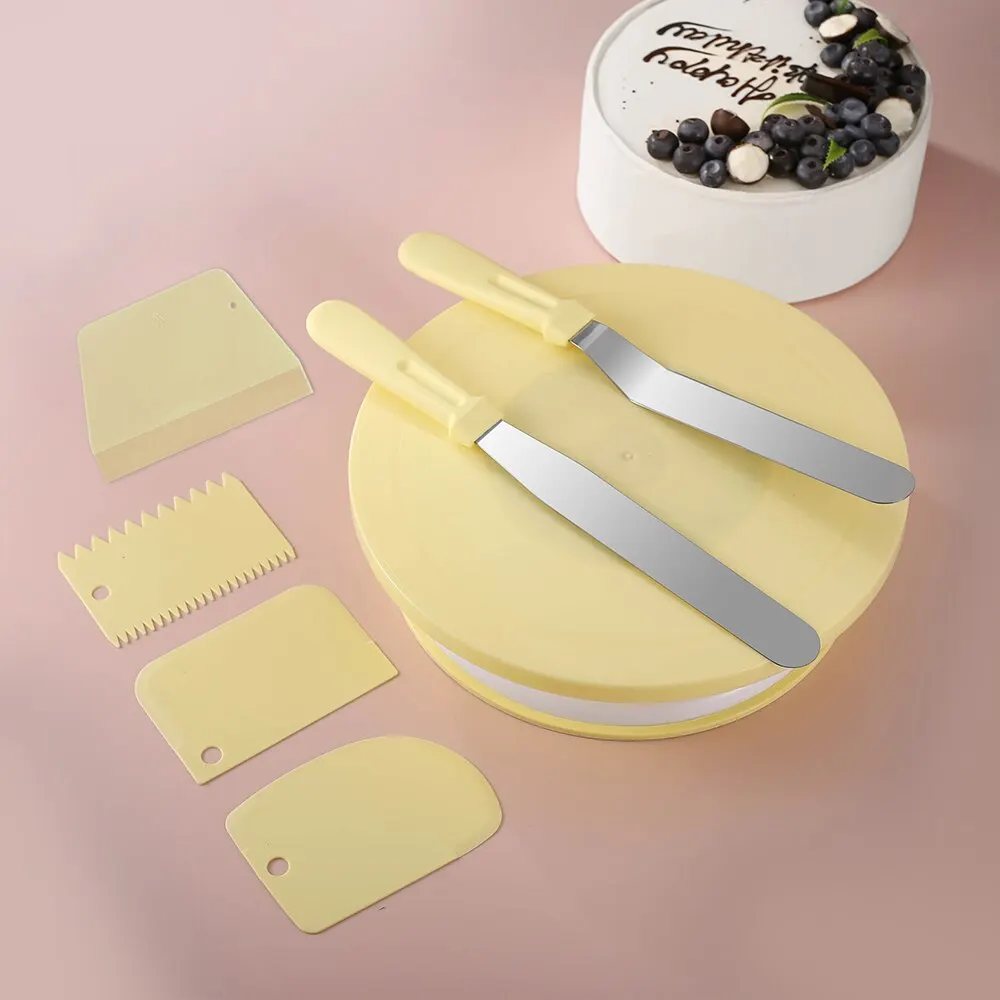 7PCS-Baking-Tool-Turntable-Cake-Mold-Mounting-Table-Wheat-Straw-Rotary ...