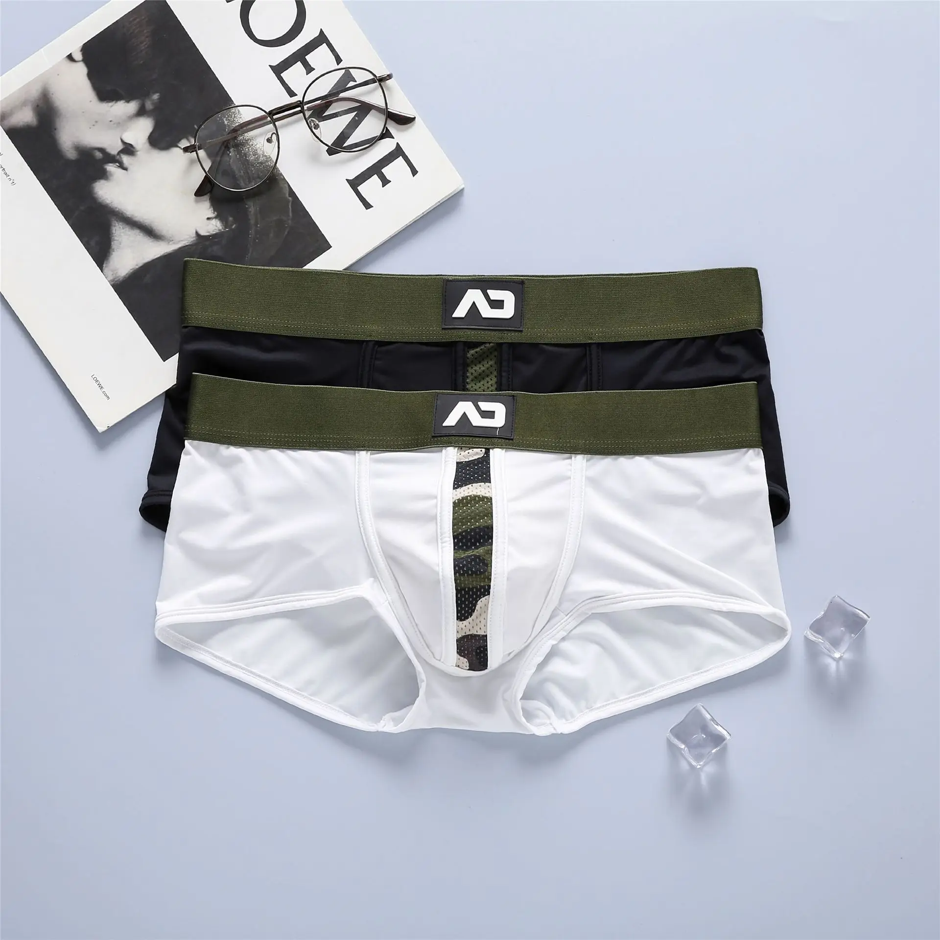 New men's boxer panties, milk shredded low-rise stretch three ...