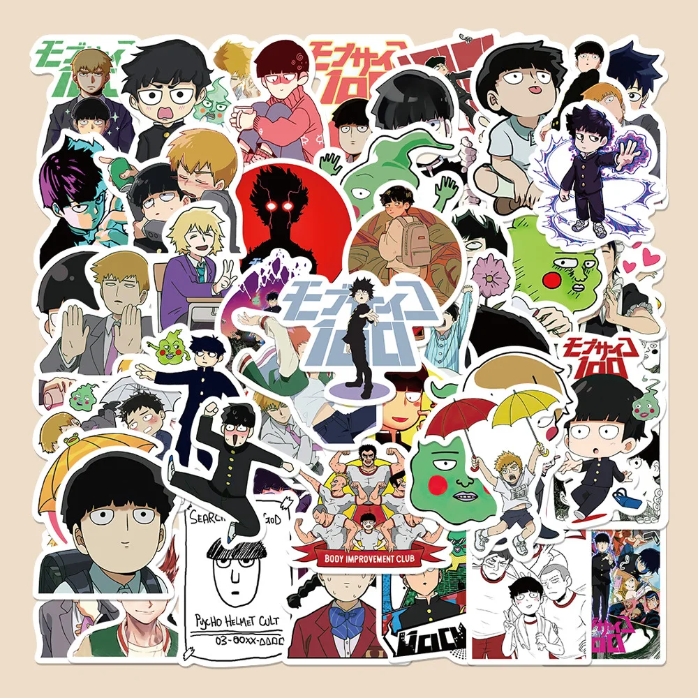 50pcs-Hot-Blood-Japanese-Anime-Mob-Psycho-100-Series-Stickers-Suitable ...