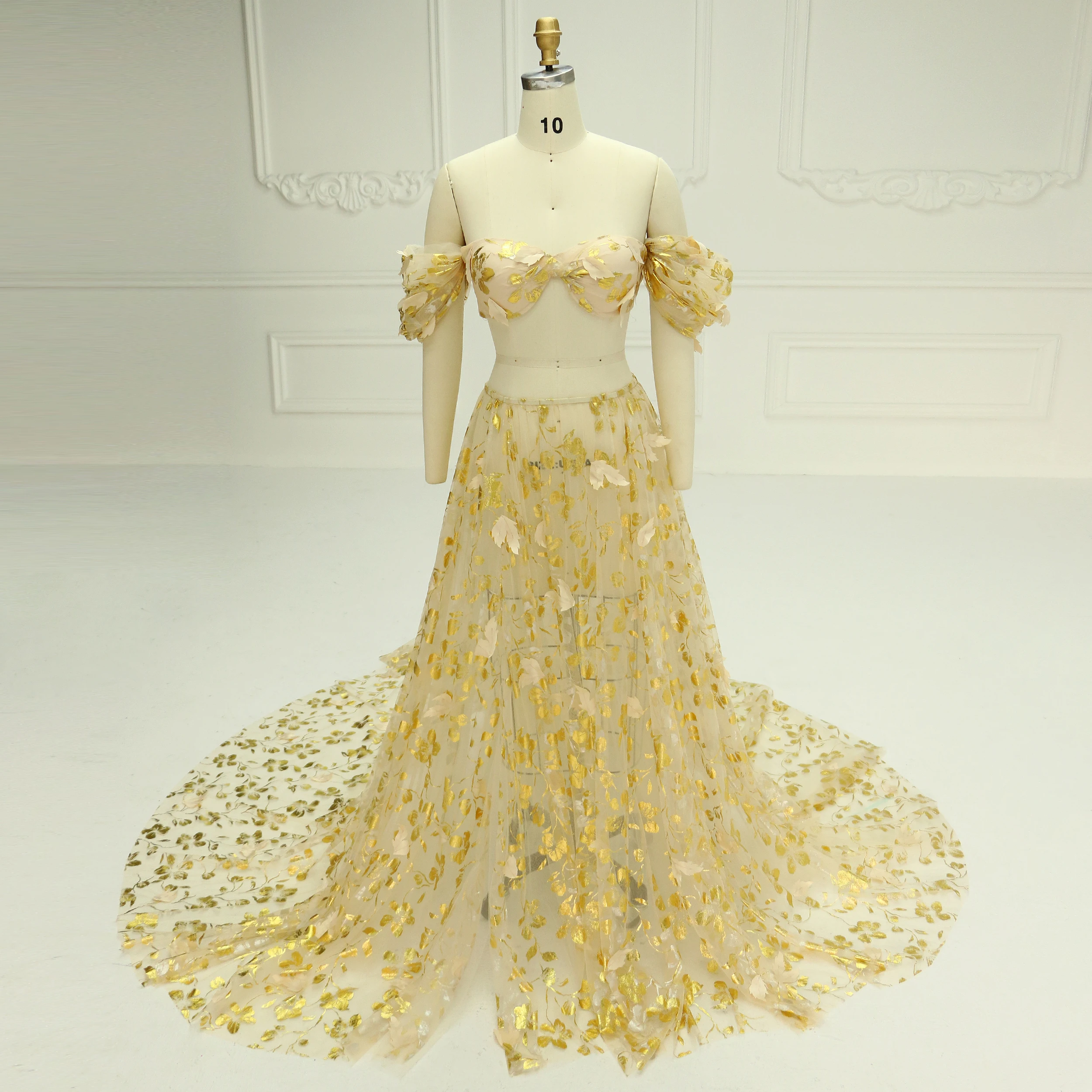 Sparkly-Gold-Two-Piece-Set-Gold-Pattern-Tulle-Maternity-Dresses-for ...