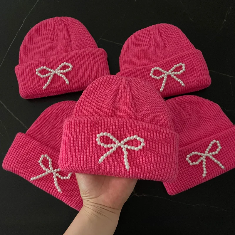 Winter-Caps-for-Girl-Bow-Pearl-Children-s-Pink-Pink-Tender-Pink-Hat ...