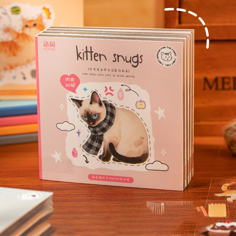 20pcs Corner Cats PET Square Sticker Book for Journal Scrapbooking ...