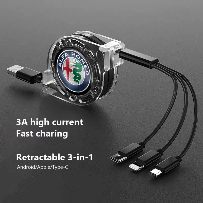 3-In-1-Fast-Charger-USB-Data-Cable-Car-Accessories-For-Alfa-Romeo ...