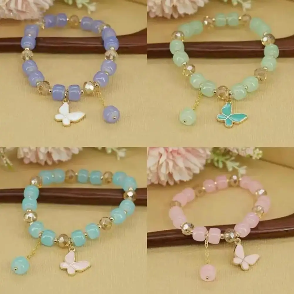Colorful-Ceramic-Crystal-Beaded-Bracelets-Handmade-Butterfly-Charm ...