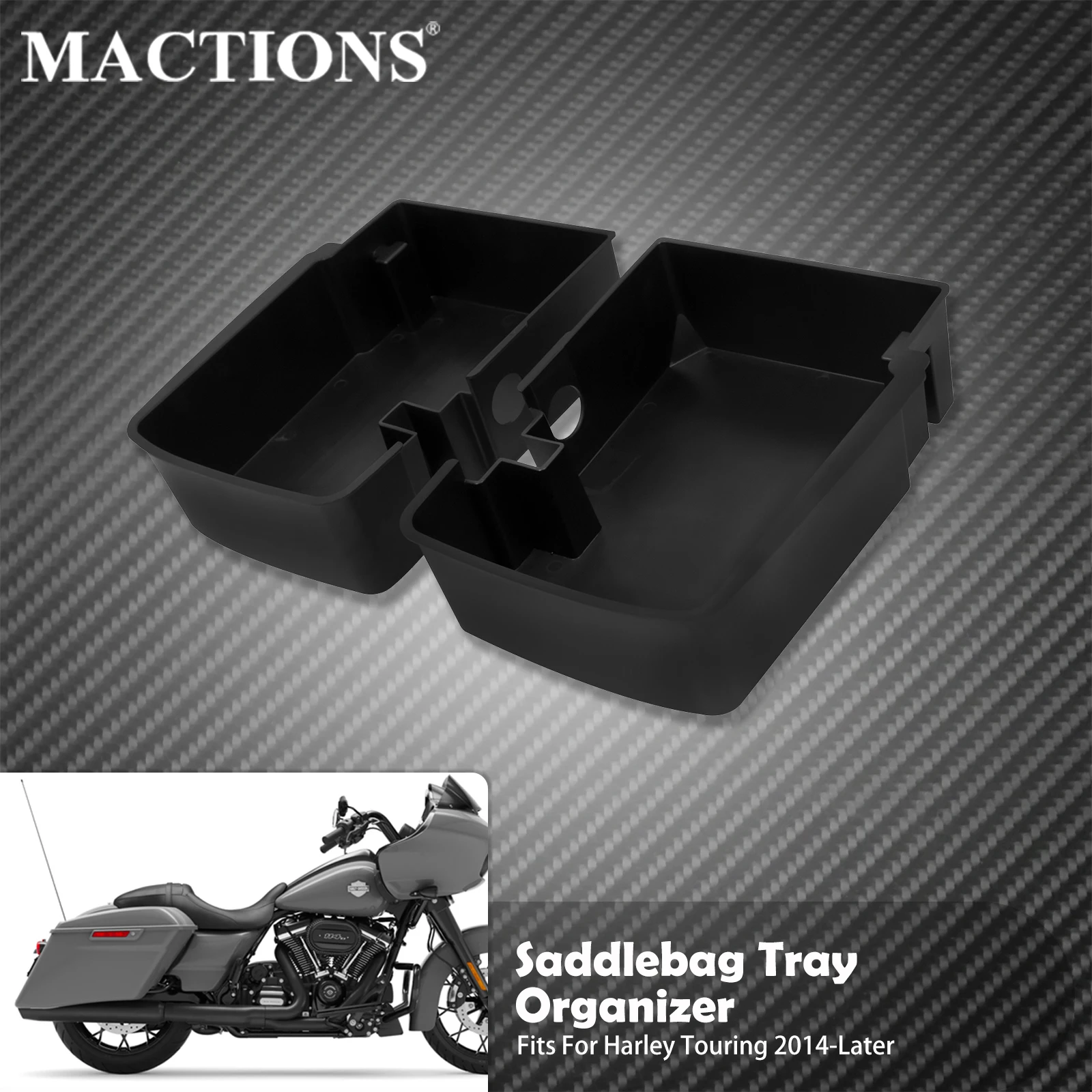 Motorcycle Black Saddlebag Top Shelf Hard Tray Organizer For Harley ...