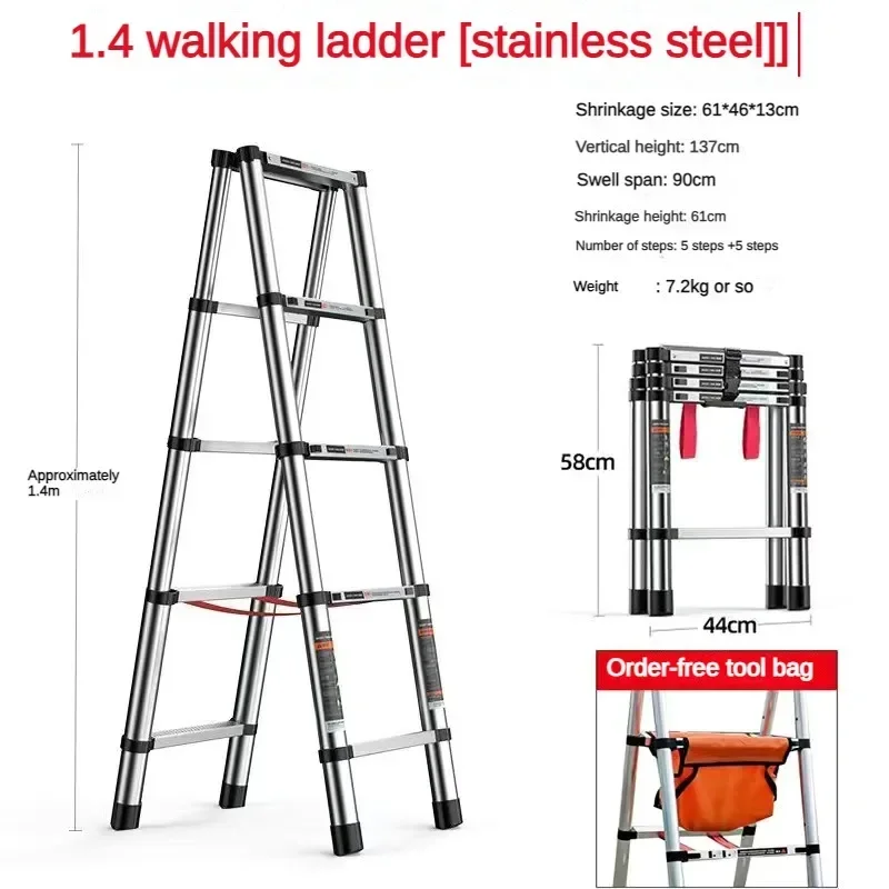 1-4-1-4M-Stainless-Steel-Herringbone-Ladder-Telescopic-Ladders-Step ...