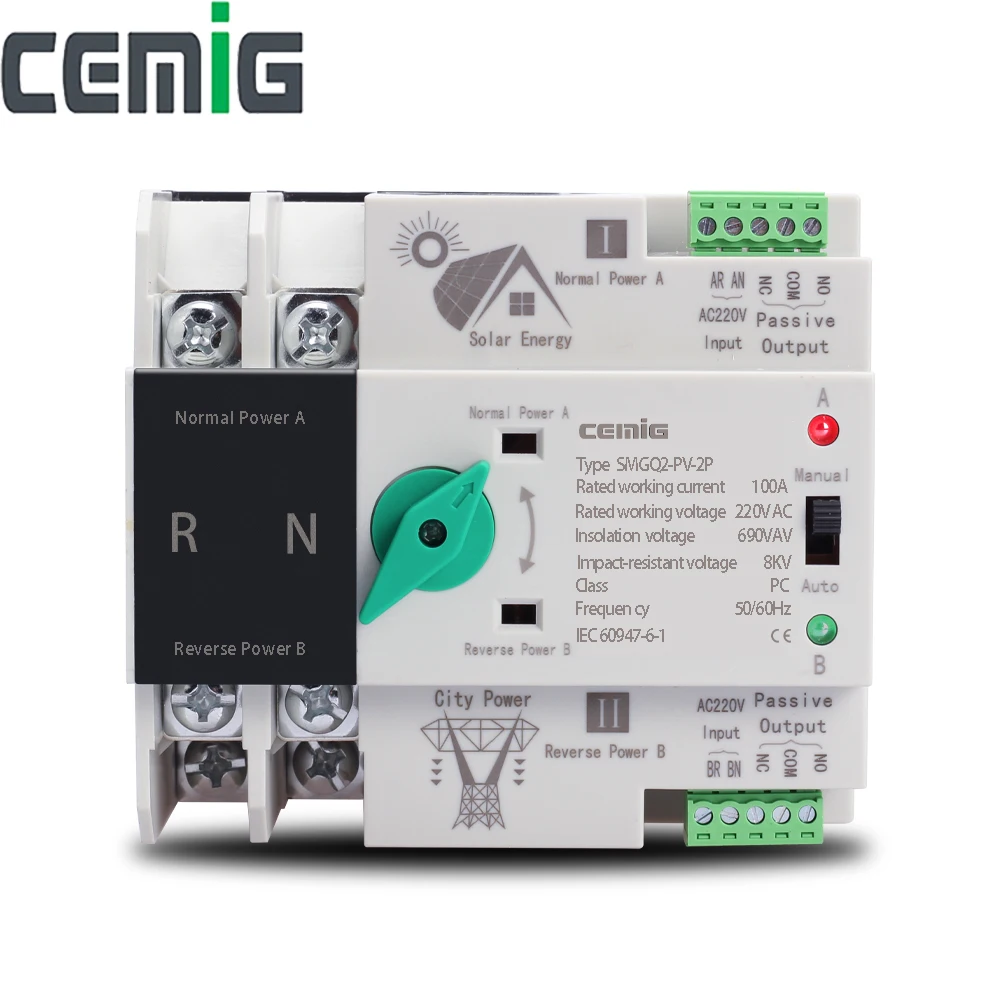 ATS Dual Power Automatic Transfer Switch 2P/3P/4P 100A Millisecond ...