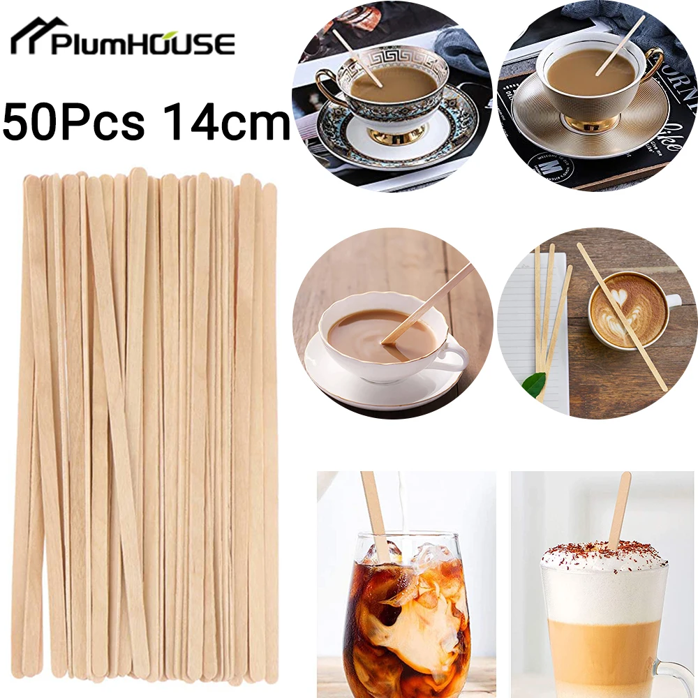 50Pcs-Disposable-Wooden-Coffee-Stirrers-Hot-Cold-Drinking-Stir-Beverage ...