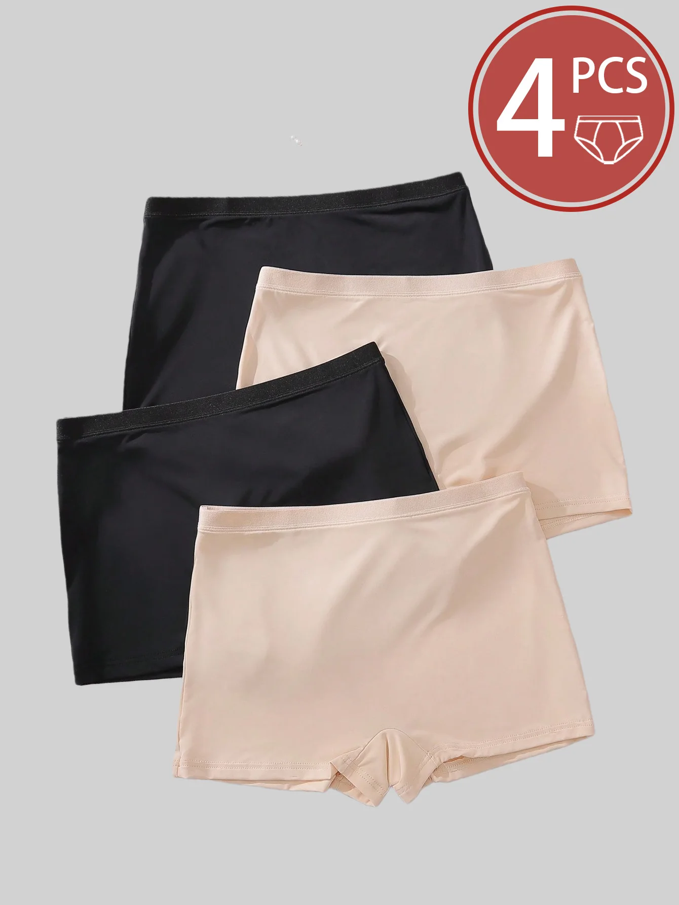 4 pairs of smooth and elastic black skin tone non-transparent ...